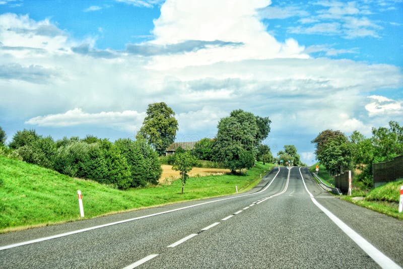 Summer Country Road with Trees beside Stock Image - Image of asphalt ...