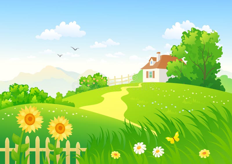 Summer countryside stock vector. Illustration of cartoon - 55354338