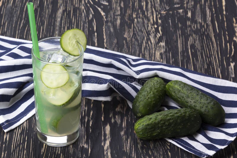 Summer Cucumber Cocktail and Cucumbers. Stock Image - Image of liquor ...