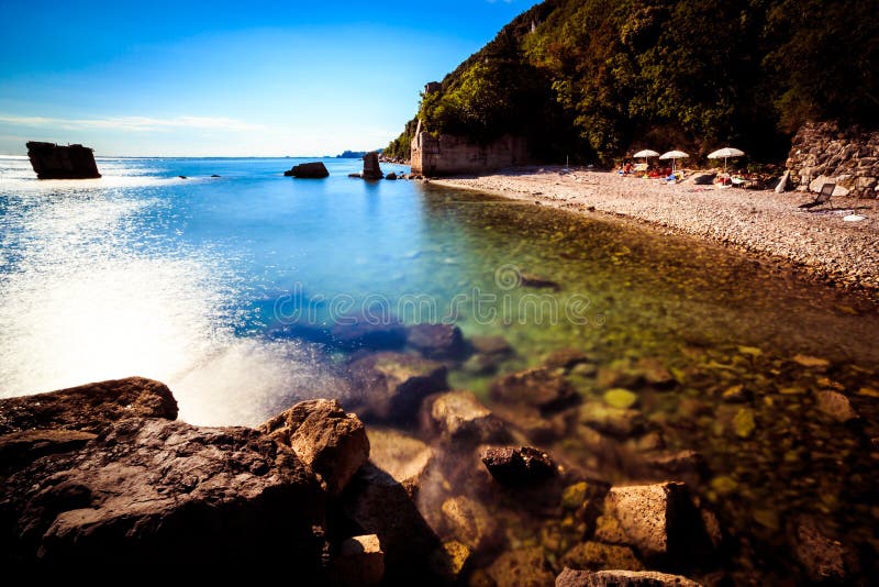 Summer Day at the Beach in the Gulf of Trieste Stock Image - Image of ...