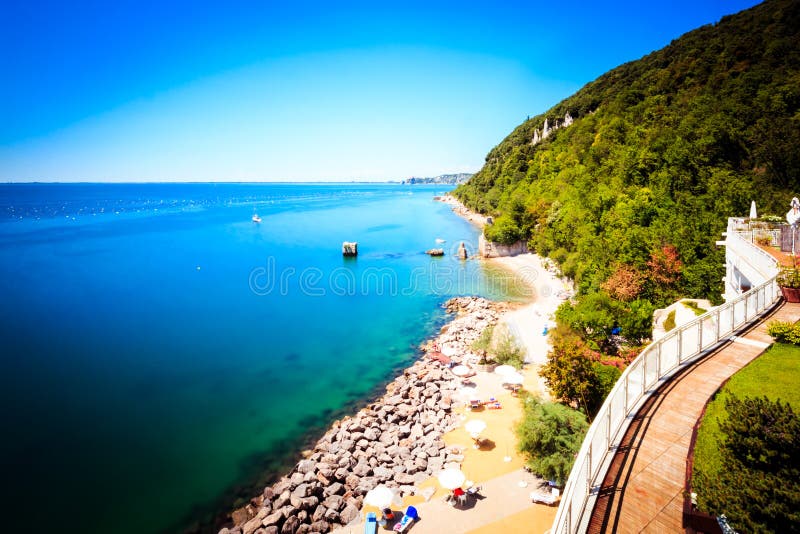 Summer Day at the Beach in the Gulf of Trieste Stock Image - Image of ...