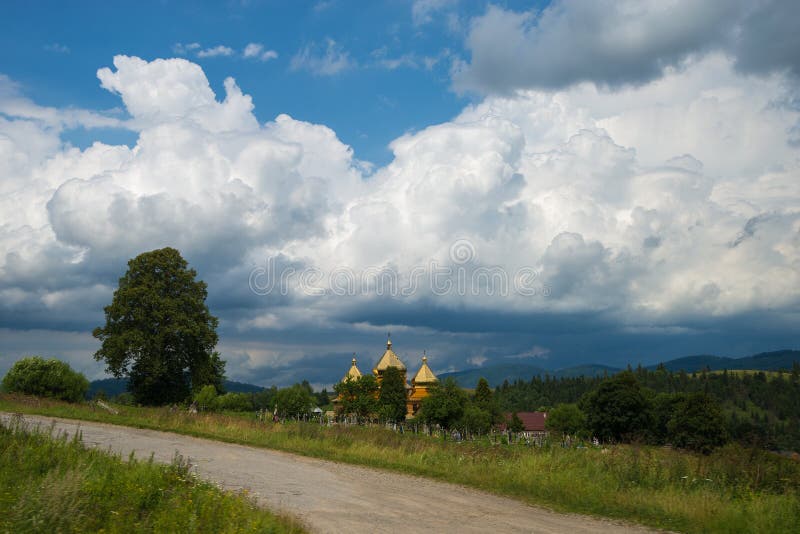Summer Day Landscape with Forest, Cloudy Sky and Road. Stock Image ...