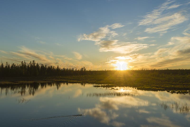Summer Day Landscape with River, Forest and Cloudy Sky Stock Image ...