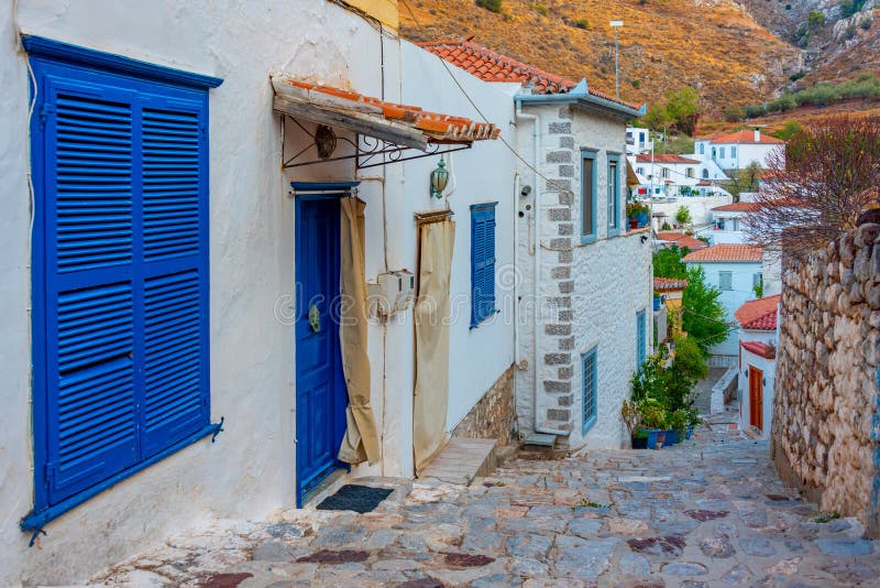 Summer Day on a Street in Greek Town Hydra Editorial Stock Photo ...