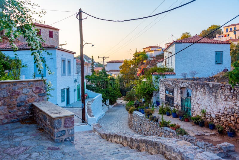 Summer Day on a Street in Greek Town Hydra Editorial Photo - Image of ...