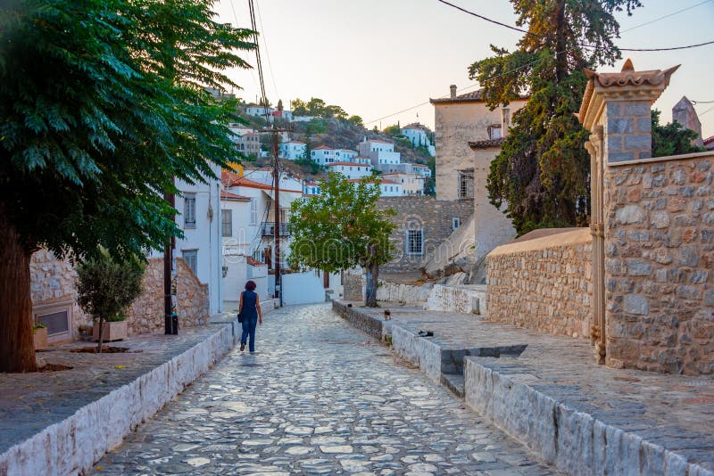 Summer Day on a Street in Greek Town Hydra Editorial Stock Photo ...