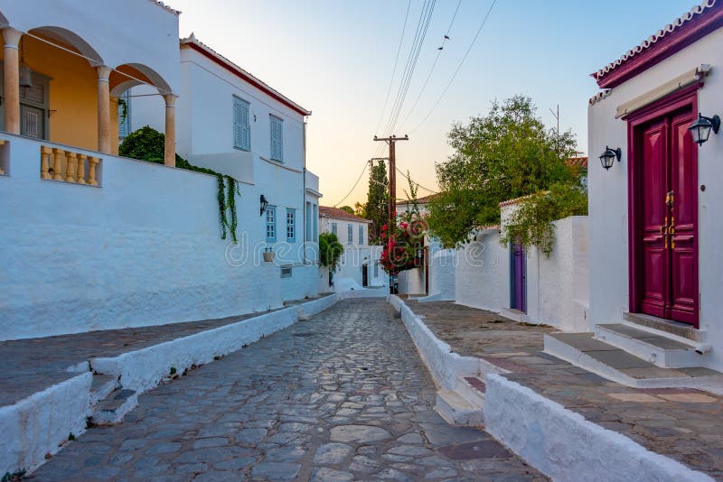 Summer Day on a Street in Greek Town Hydra Editorial Photography ...