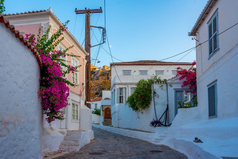 Summer Day on a Street in Greek Town Hydra Editorial Photography ...