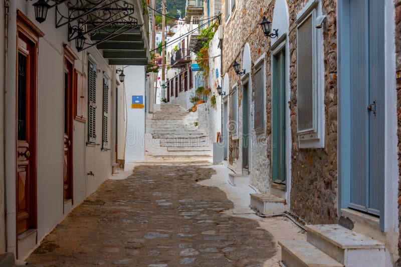 Summer Day on a Street in Greek Town Hydra Editorial Photography ...