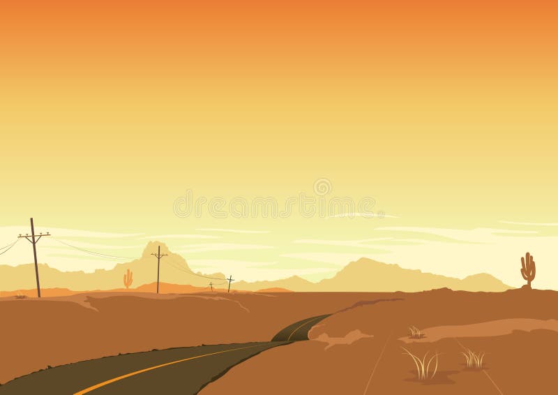 Summer Desert Landscape Poster Background Stock Vector - Illustration ...