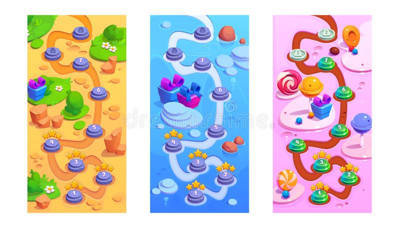 Game Road Map with Level Indicators. Stock Vector - Illustration of ...