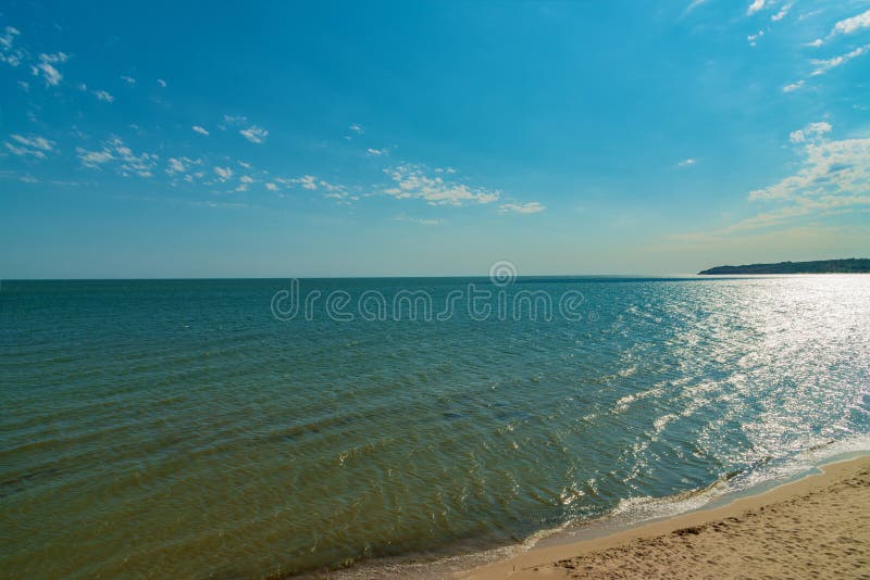 Summer Deserted Beach at Sea, Side View. Stock Image - Image of scene ...