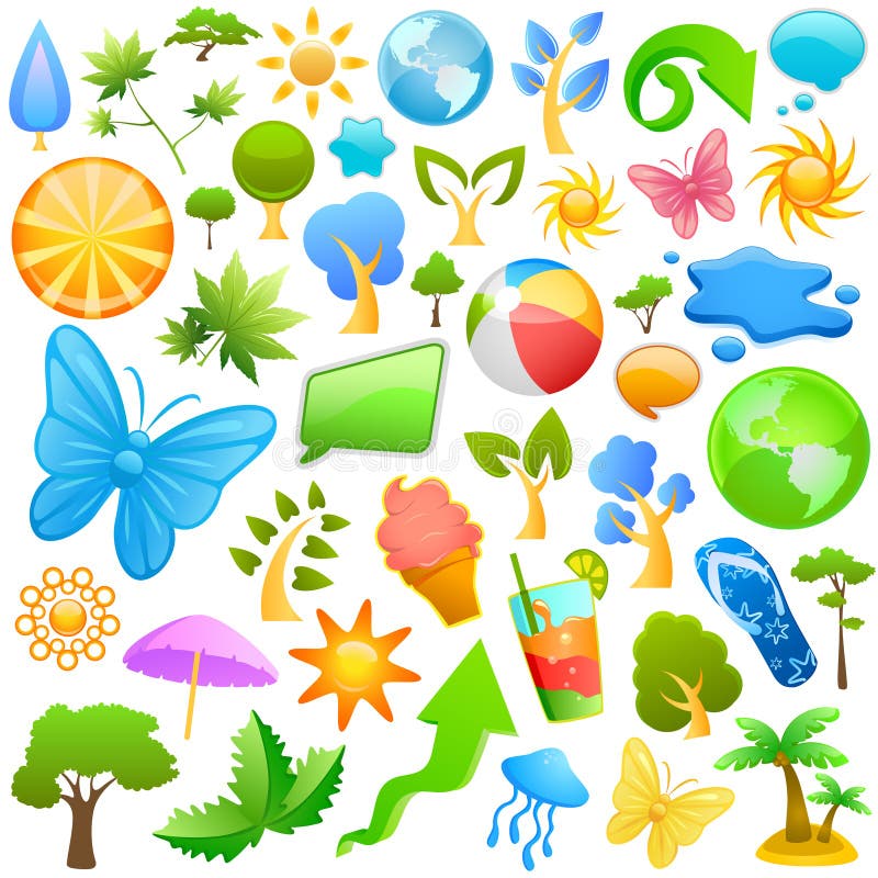 Nature Icons stock vector. Illustration of butterfly, isolated - 8583327