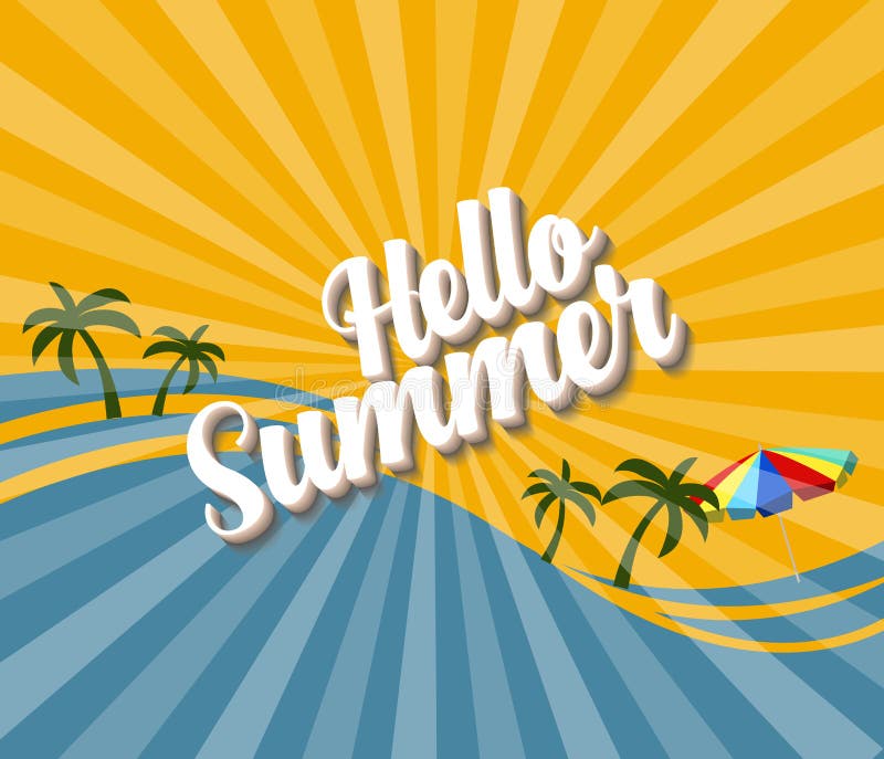 Summer Design Elements and Typography Design. Retro and Vintage ...