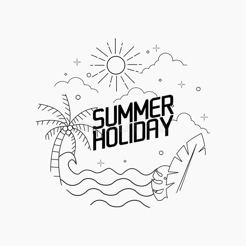 Summer Design Flat Line Art Illustration Vector Stock Vector ...