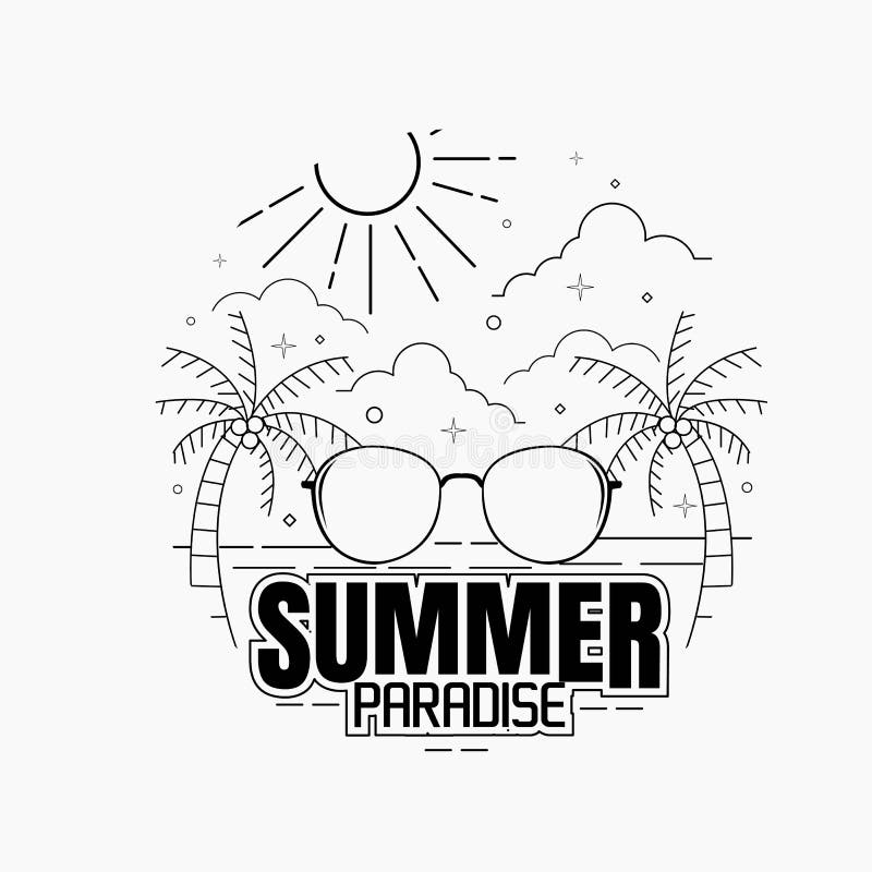 Summer Design Flat Line Art Illustration Vector Stock Vector ...