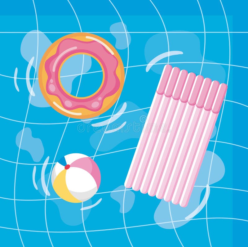 Summer Design with Pool and Float Stock Vector - Illustration of bright ...