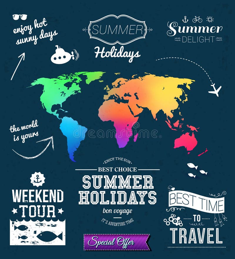 Summer Design. Set of Typographic Labels for Summer Holidays. Bl Stock ...
