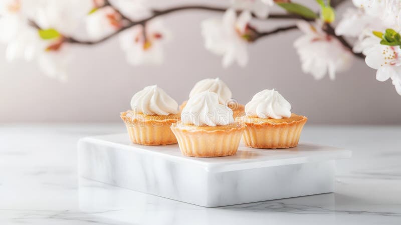 Summer Dessert Display, Mini Tarts on a Marble Counter Surrounded by ...