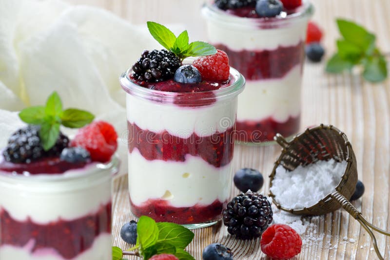 Summer Dessert With Fresh Berries Stock Photo - Image of blackberries ...