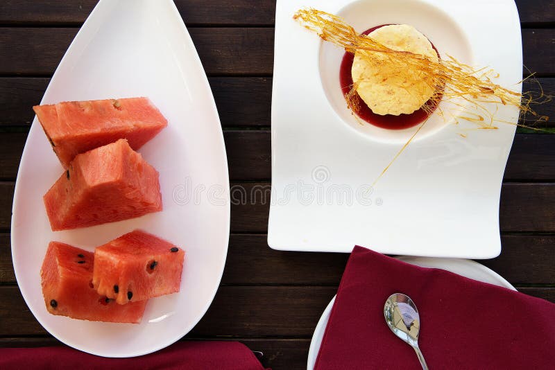 Summer desserts. Top view stock photo. Image of fruit - 76996380