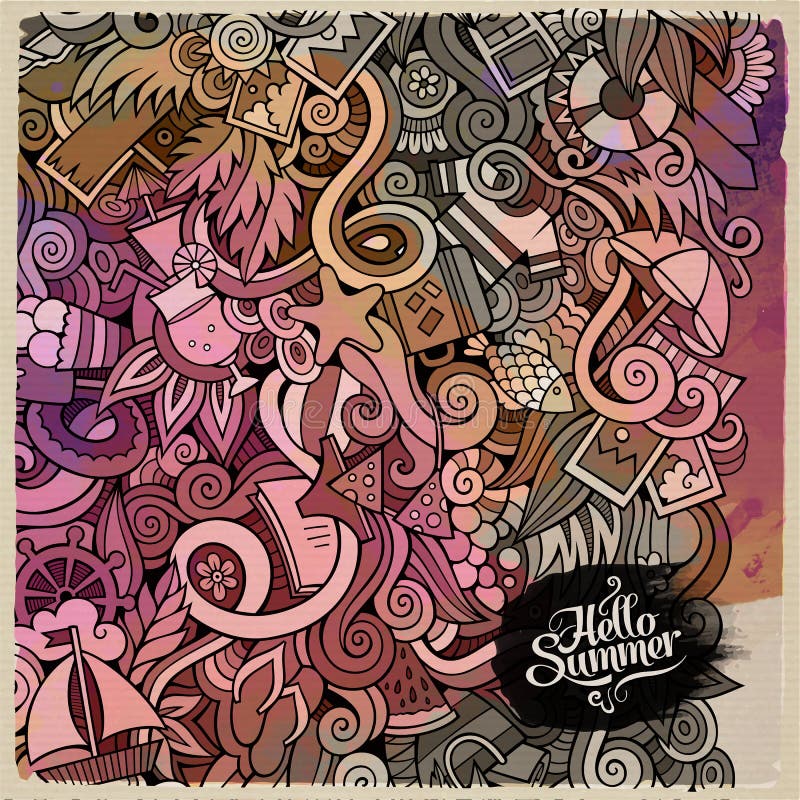 Summer Fun Doodles (vector) Stock Vector - Illustration of cream ...