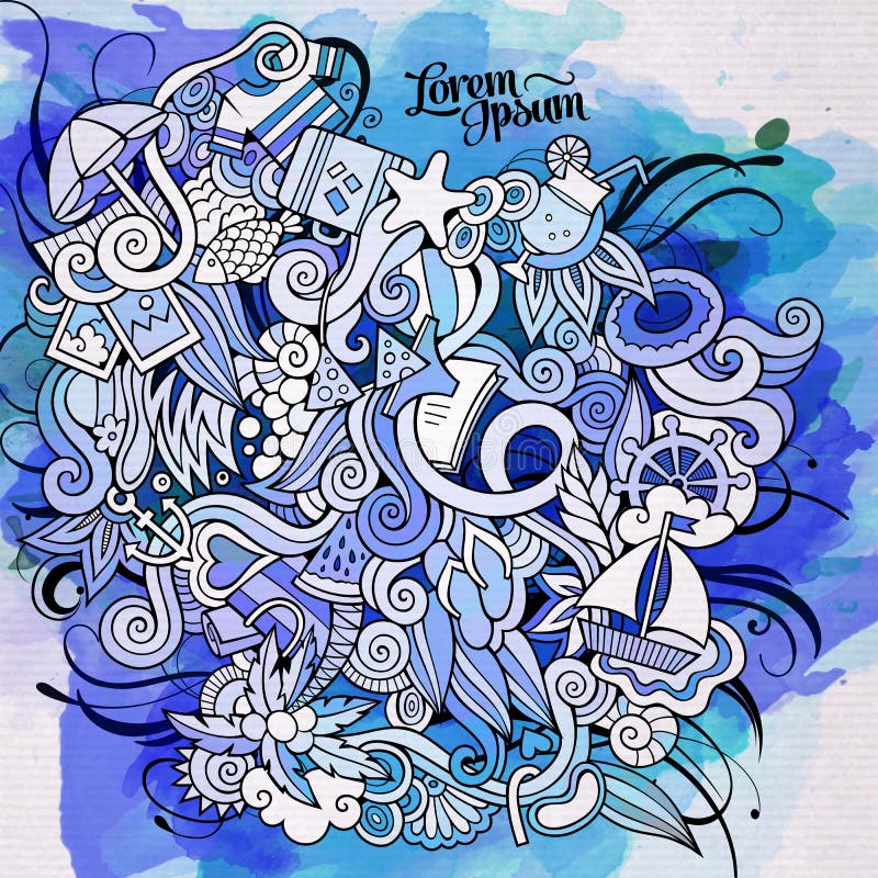 Summer Fun Doodles (vector) Stock Vector - Illustration of cream ...