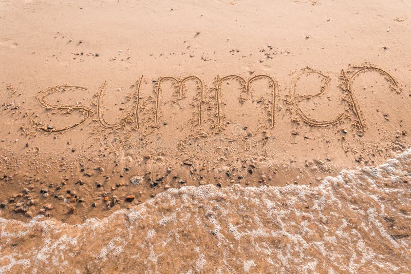 Summer Drawn Letters on a Sandy Beach. Text Template Pattern. Creative ...