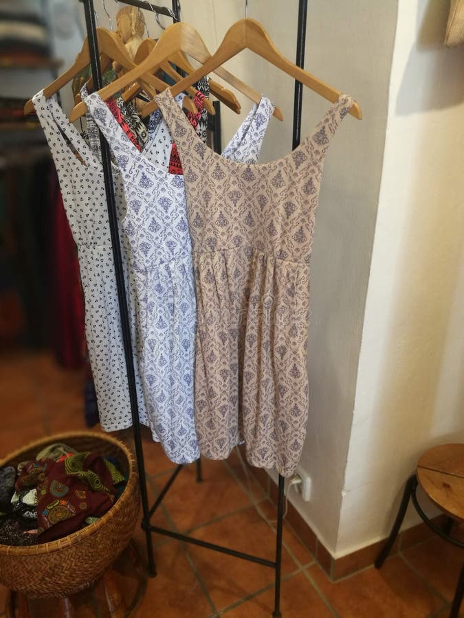 Summer dresses stock image. Image of female, hangers - 122621163