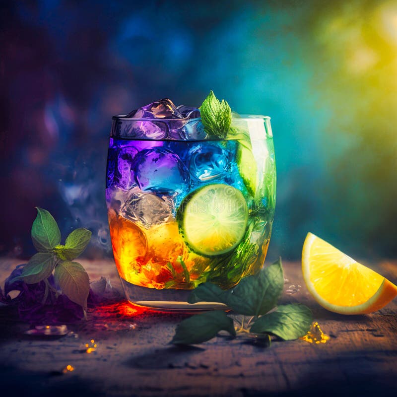 Summer Drink with Ice Cubes, Generative AI Stock Illustration ...
