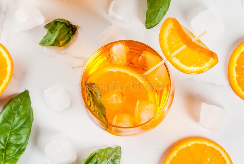 Summer Drink with Orange and Basil Stock Image - Image of fruit ...