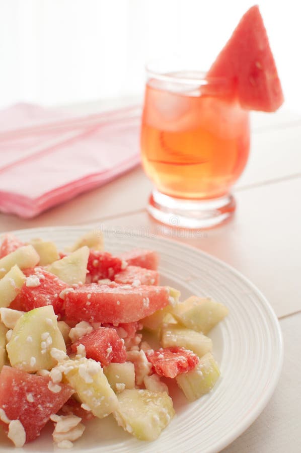 Summer Drink with Watermelon Chunk Stock Photo - Image of fruit, fruity ...