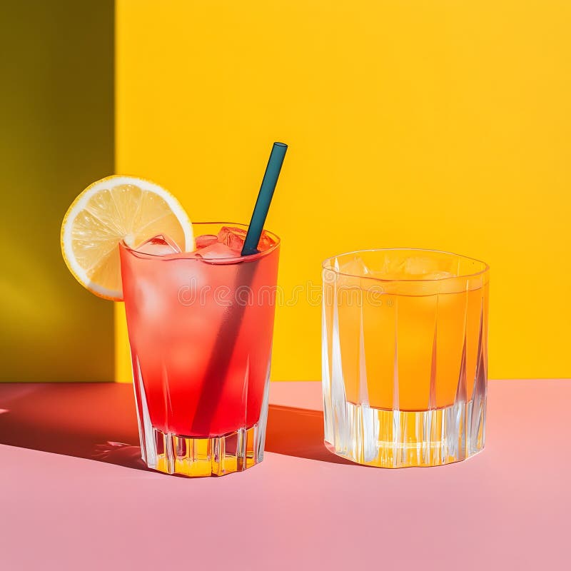 Summer Drinks. Cocktail or Mocktail. Bright Vivid Multicolored Drinks ...