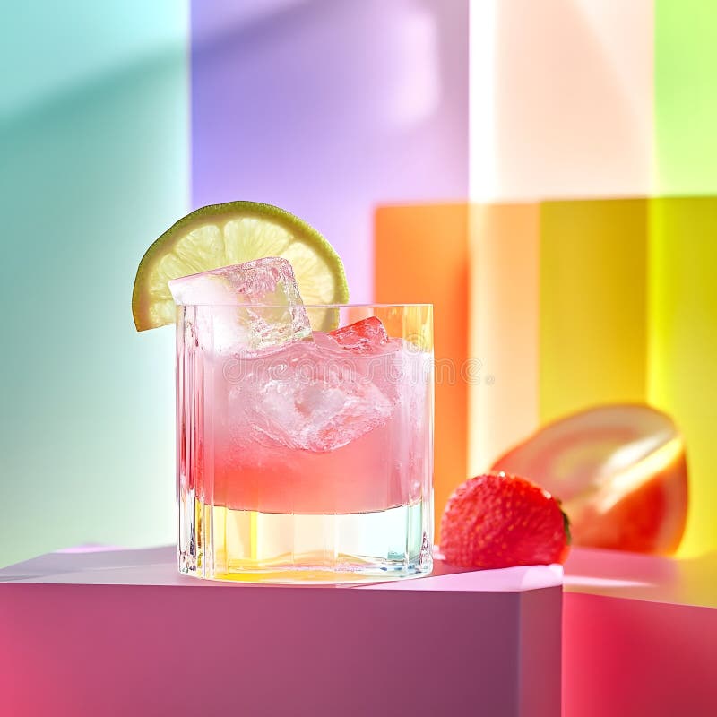 Summer Drinks. Cocktail or Mocktail. Bright Vivid Multicolored Drinks ...