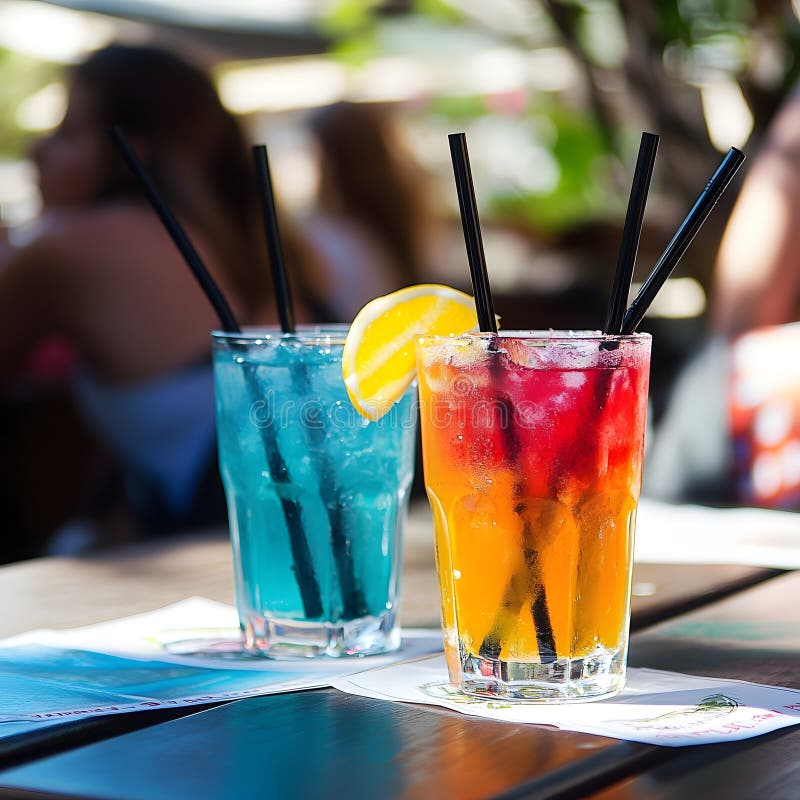 Summer Drinks. Cocktail or Mocktail. Vivid Colorful Beverages in the ...
