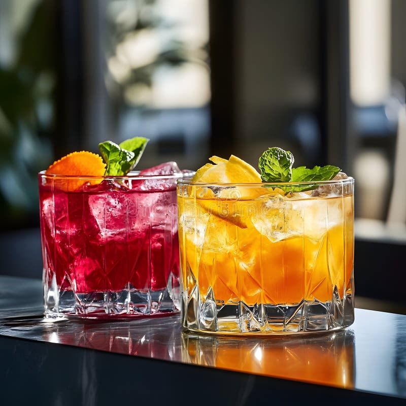 Summer Drinks. Cocktail or Mocktail. Vivid Colorful Beverages in the ...