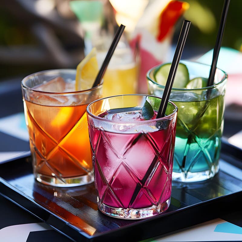 Summer Drinks. Cocktail or Mocktail. Vivid Colorful Beverages in the ...