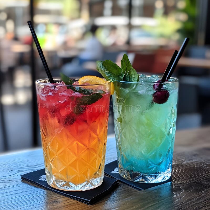 Summer Drinks. Cocktail or Mocktail. Vivid Colorful Beverages in the ...