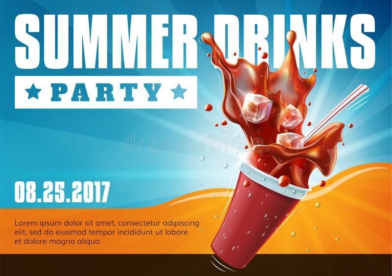Summer Drinks Party - Poster Flyer Template Stock Vector - Illustration ...