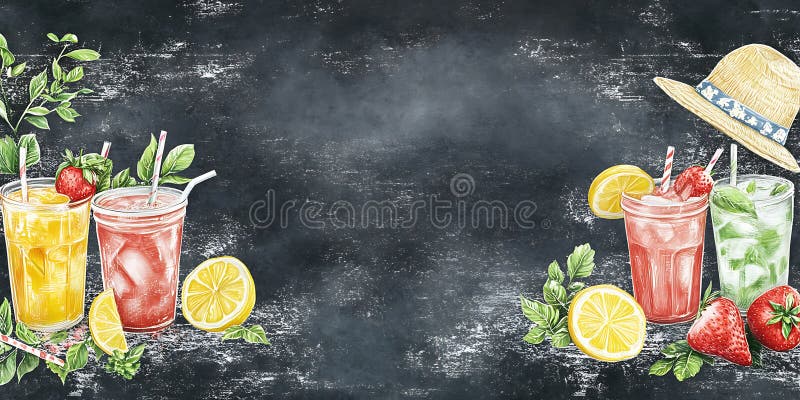 Summer Drinks Refreshing Cocktails Mocktails Background Wallpaper Stock ...