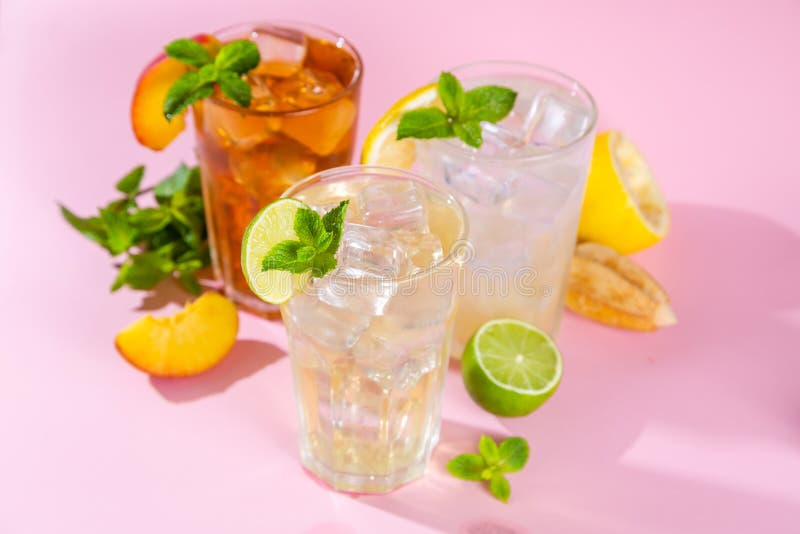 Summer Drinks - Selection of Iced Tea Refreshments Stock Image - Image ...
