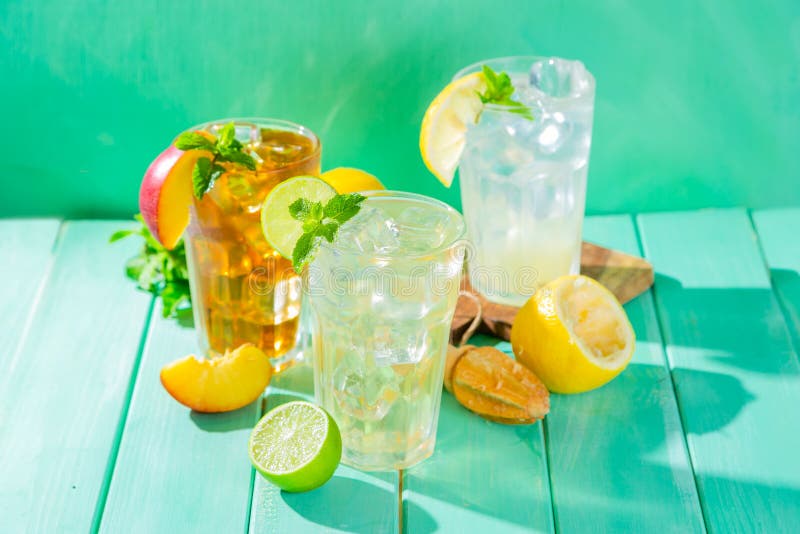 Summer Drinks - Selection of Iced Tea Refreshments Stock Image - Image ...
