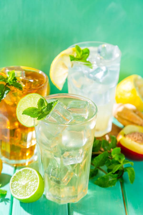 Summer Drinks - Selection of Iced Tea Refreshments Stock Photo - Image ...
