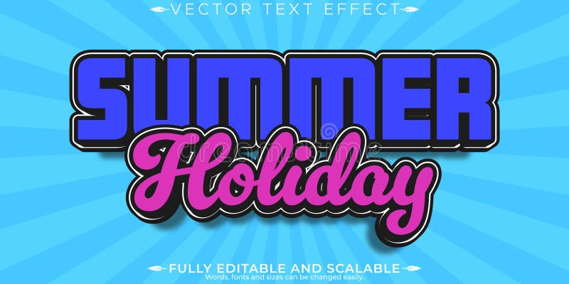 Summer Editable Text Effect, Editable Holiday and Vacation Text Style Stock Vector ...