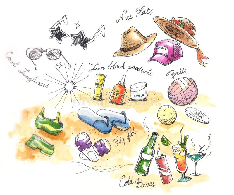 Summer Elements Illustration Stock Illustration - Illustration of ...