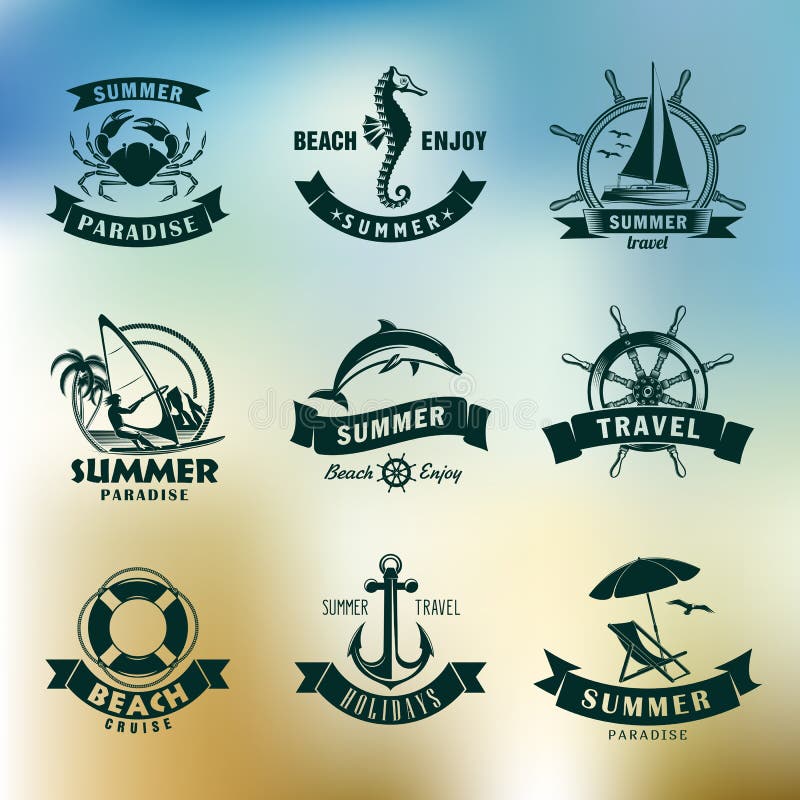 Set of Summer Emblems and Design Elements Stock Vector - Illustration ... Set of Summer Emblems and Design Elements Stock Vector - Illustration ...