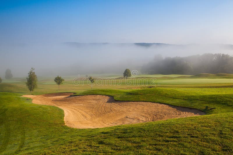 Summer on the Empty Golf Course Stock Image - Image of match, green ...