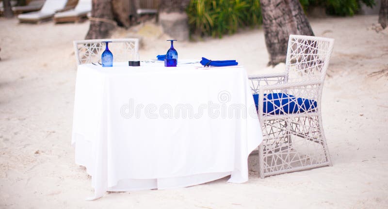 Summer Empty Open Air Table Set for Dinner on Stock Image - Image of ...