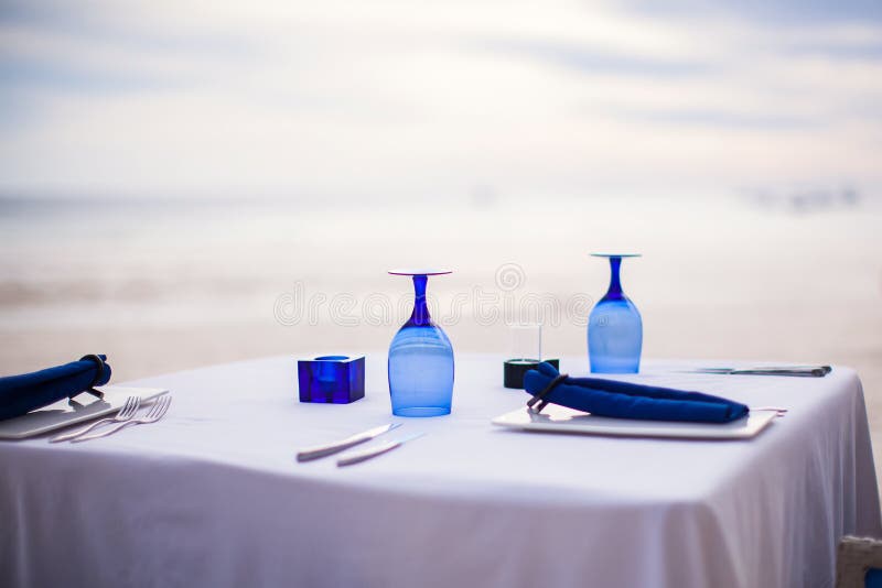 Summer Empty Open Air Table Set for Dinner on Stock Photo - Image of ...