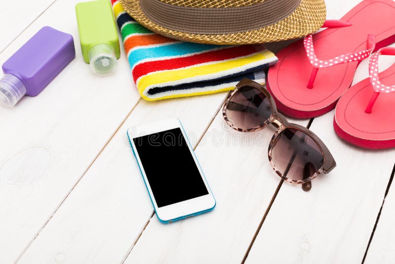 Summer essentials stock photo. Image of collection, blue - 57274646